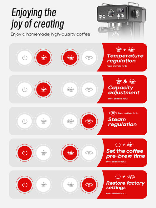 HiBREW Semi Automatic Espresso Coffee Machine Temperature Adjustable H